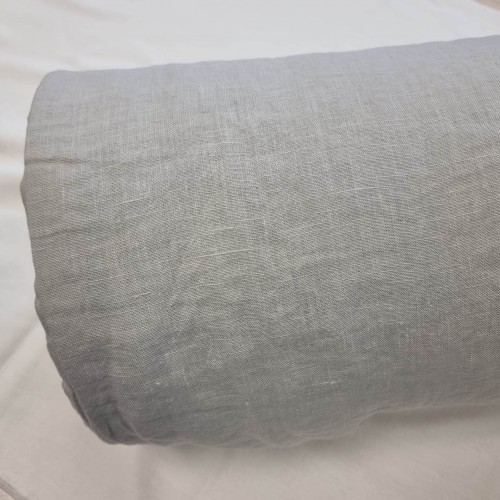 Широкая льняная ткань 220 см меланж - зелёный с белым